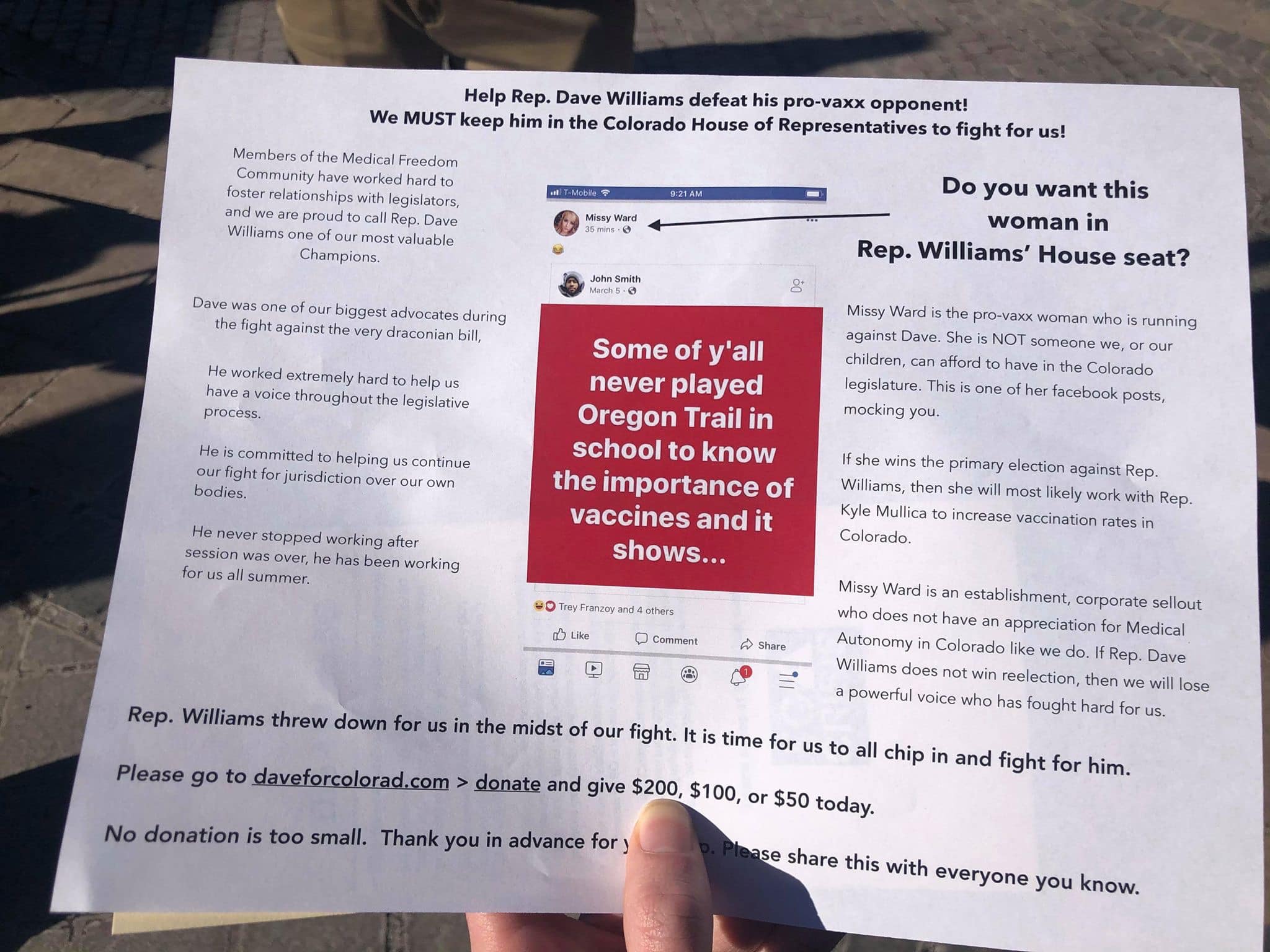 Rep. Dave Williams, Facing Primary, Goes Hard "Anti-Vaxxer" | Colorado Pols