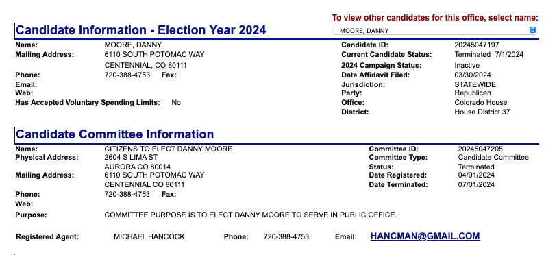 Danny Moore Ends Three Month Experiment as House Candidate | Colorado Pols